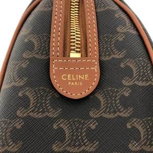 Celine | Bags | Celine Small Boston Triomphe Canvas Handbag Brown ...